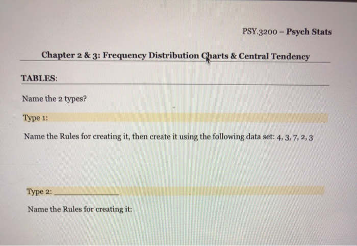Solved PSY 3200 - Psych Stats Chapter 2 & 3: Frequency | Chegg.com