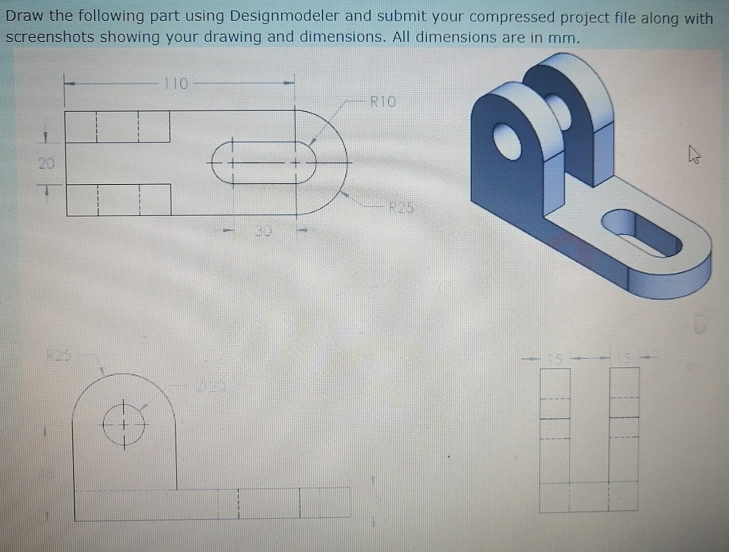 Solved Draw the following part using Designmodeler and | Chegg.com
