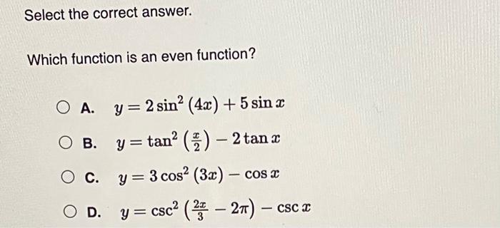 Solved Which expression is equivalent to sin(2x)cosx? A. | Chegg.com
