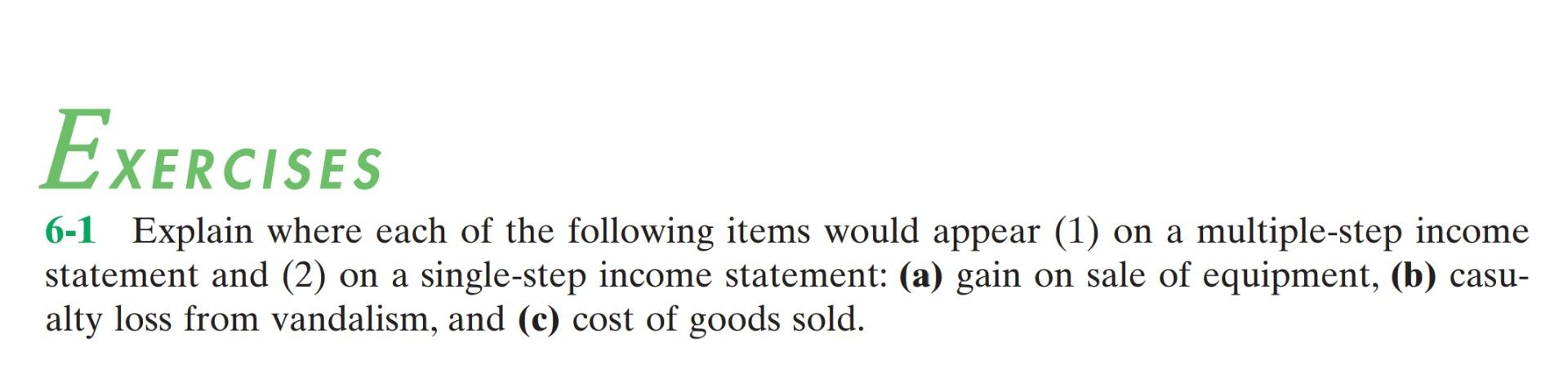Solved EXERCISES 6-1 Explain where each of the following | Chegg.com