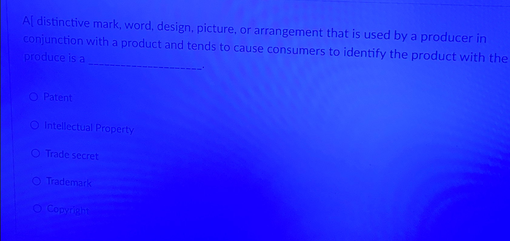 Solved A[ ﻿distinctive mark, word, design, picture, or | Chegg.com