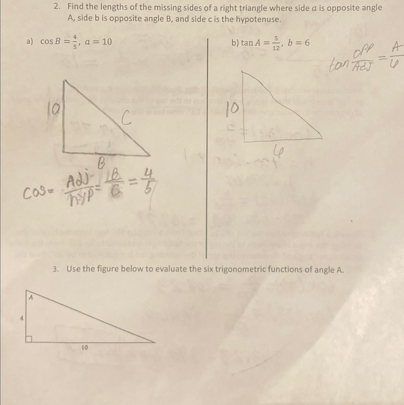 Solved Find The Lengths Of The Missing Sides Of A Right Chegg
