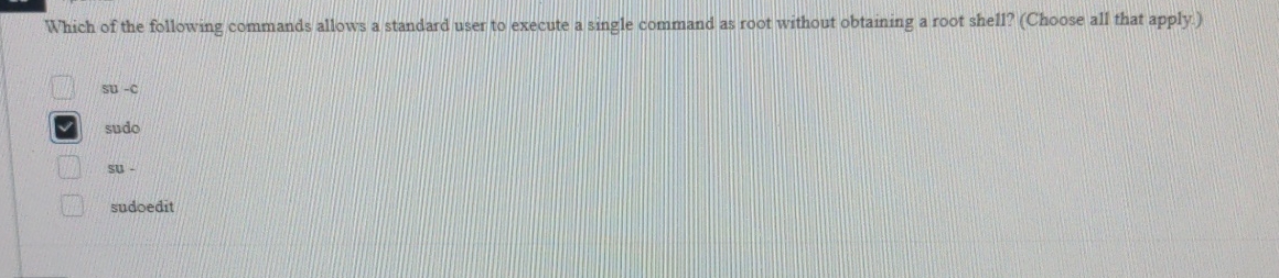 Solved Which of the following commands allows a standard | Chegg.com
