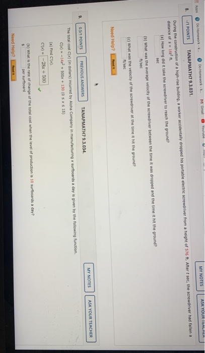 Solved 11 Apps 8. Do Homework. Do Homework. M Omal Youtube 1 | Chegg.com