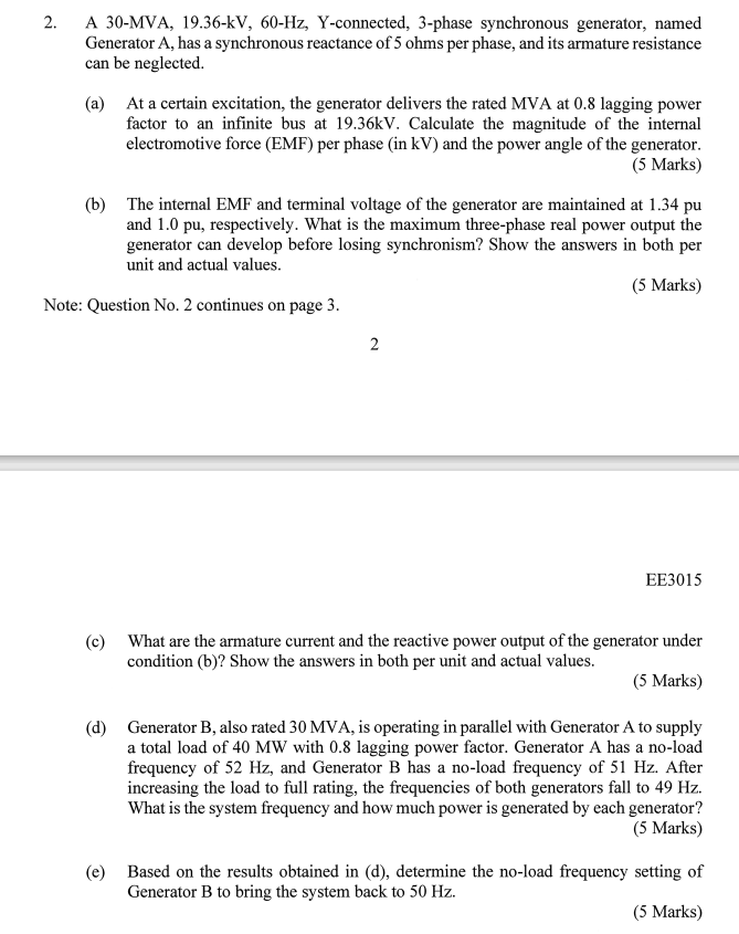 Solved A 30-MVA,19.36-kV,60-Hz,Y-connected, 3-phase | Chegg.com