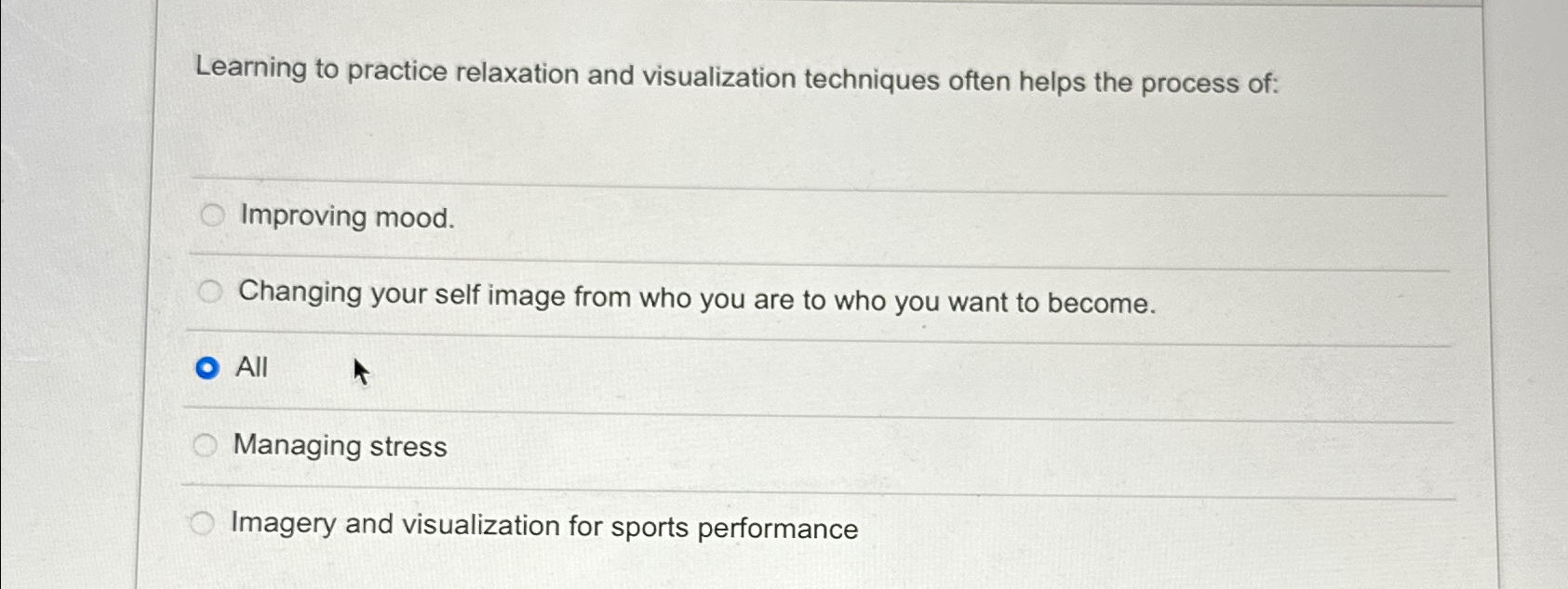 Solved Learning to practice relaxation and visualization | Chegg.com