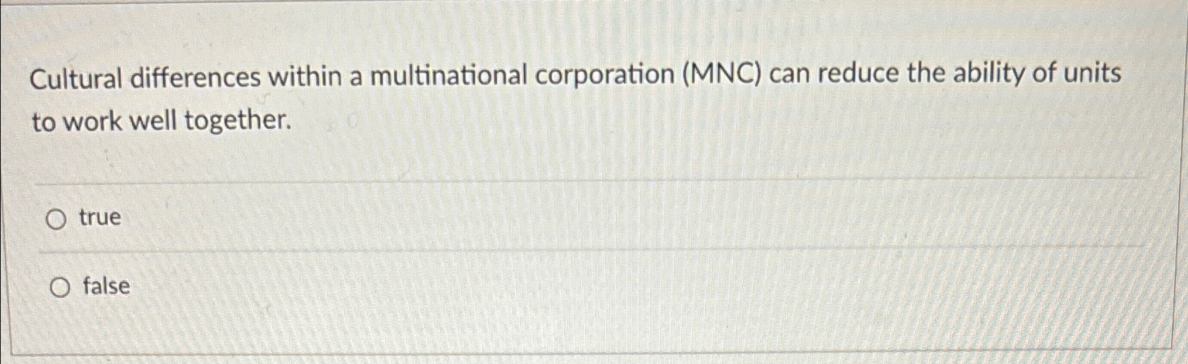 Solved Cultural differences within a multinational | Chegg.com
