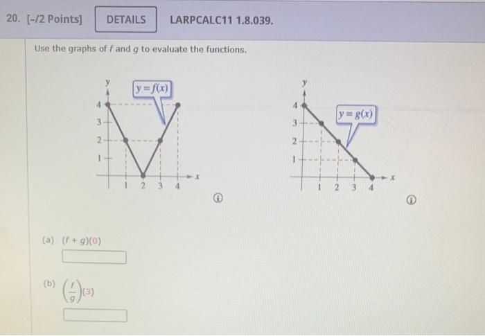 Solved Use the graphs of f and g to evaluate the functions. | Chegg.com