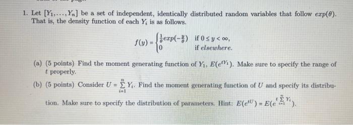 Solved Let [Y1,…,Yn] be a set of independent, identically | Chegg.com