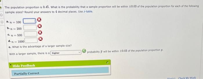 Solved The population proportion is 0.45. What is the | Chegg.com