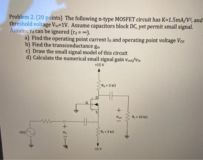 Solved Problem 2. (20 points) The following n-type MOSFET | Chegg.com