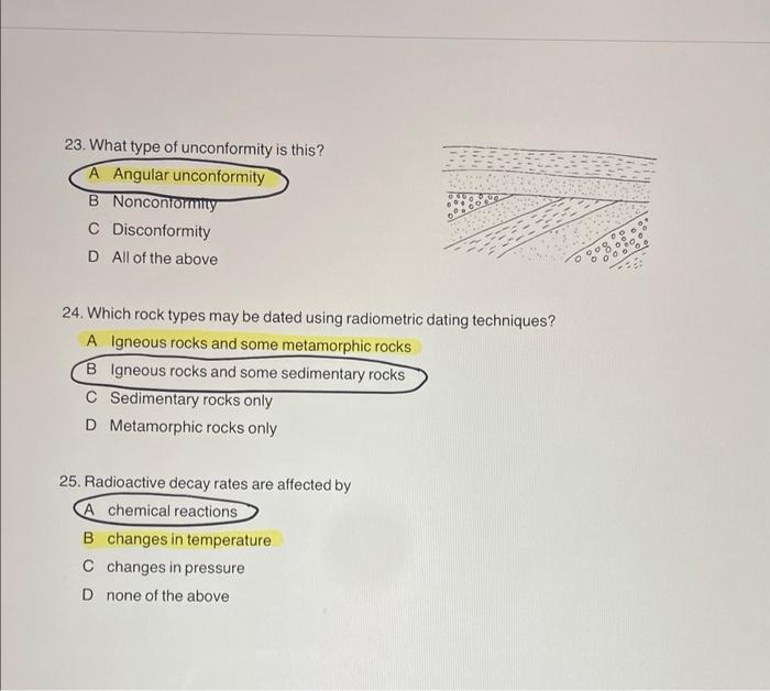 Solved 23 What Type Of Unconformity Is This A Angular