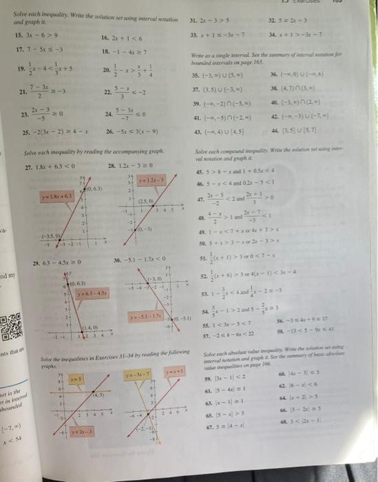 Solved For each interval write an inequality whose solution | Chegg.com