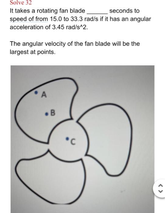 Solved Solve 32 It takes a rotating fan blade seconds to | Chegg.com
