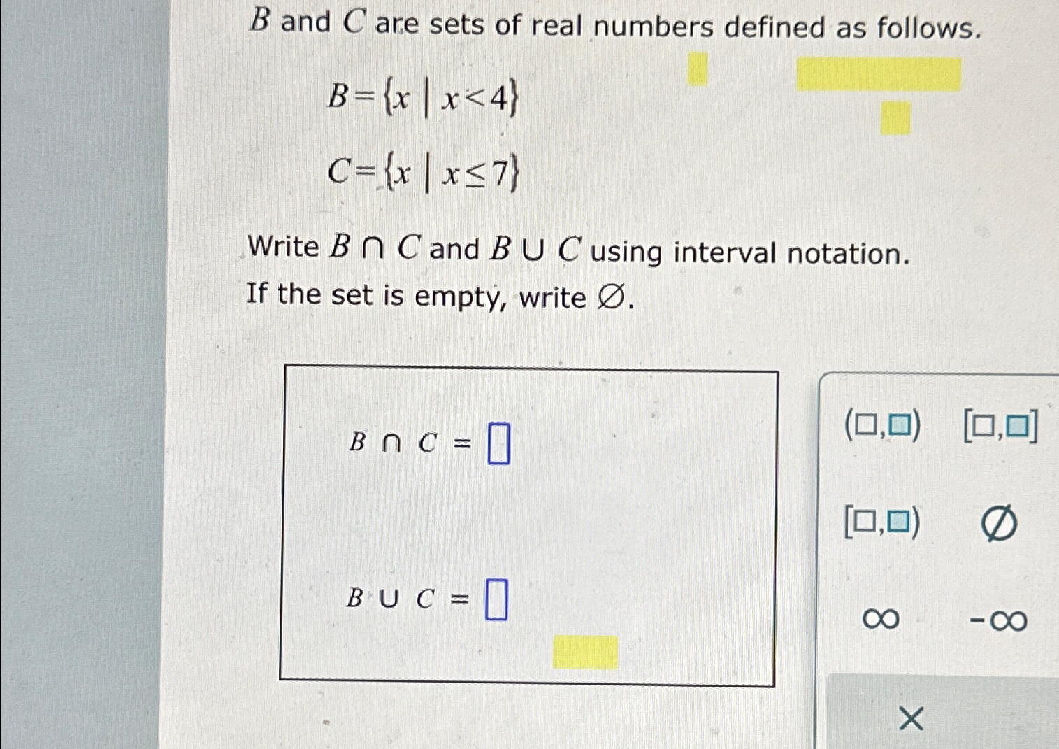 Solved B ﻿and C ﻿are sets of real numbers defined as | Chegg.com