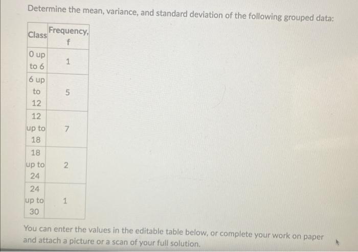 Solved Determine the mean, variance, and standard deviation | Chegg.com