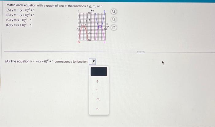 Solved Match each equation with a graph of one of the | Chegg.com