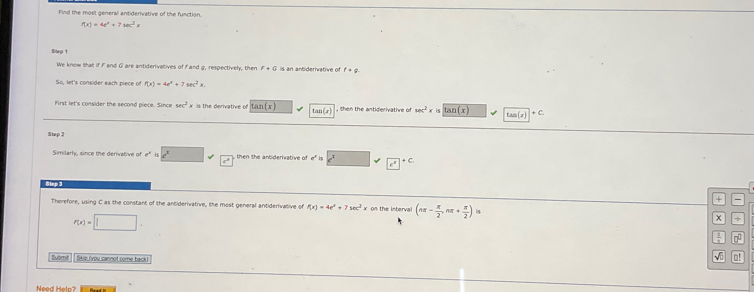 Solved Find the most general antiderivative of the | Chegg.com