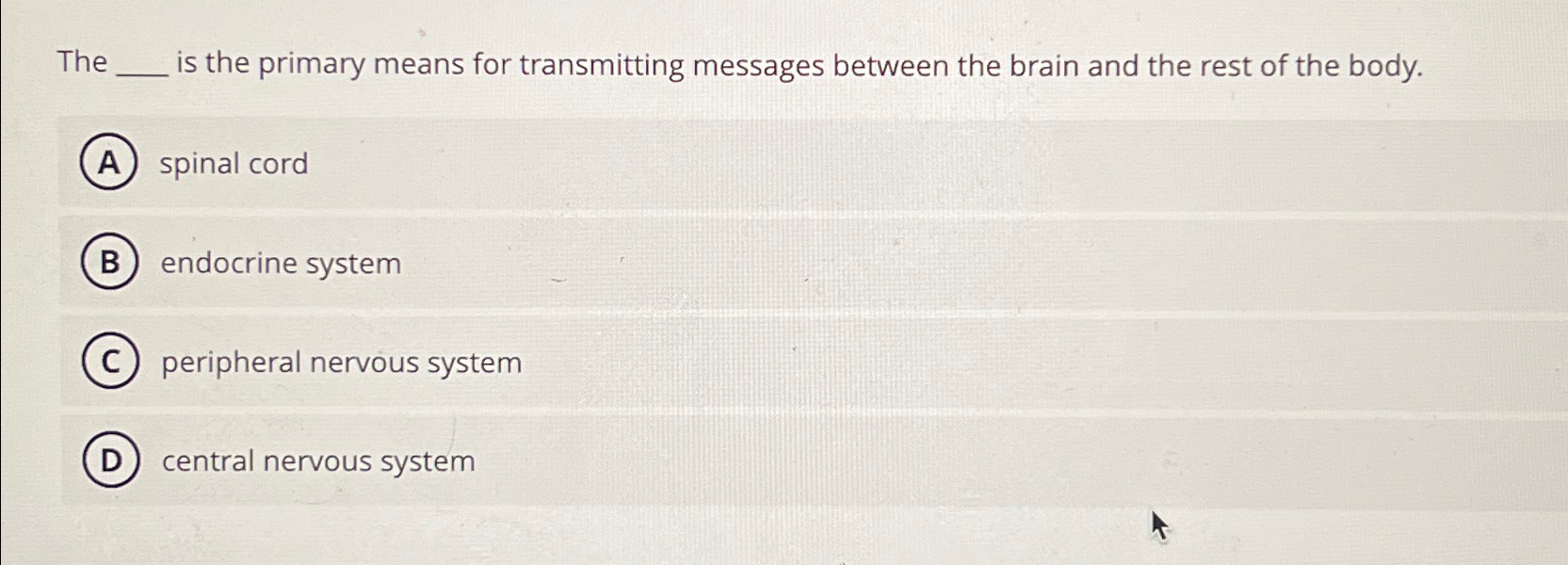Solved The is the primary means for transmitting messages | Chegg.com