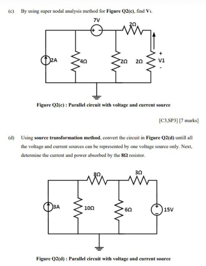 Solved (c) By using super nodal analysis method for Figure | Chegg.com