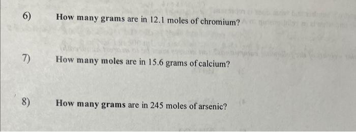 Solved 1) How many moles are in 15 grams of lithium? (molar | Chegg.com