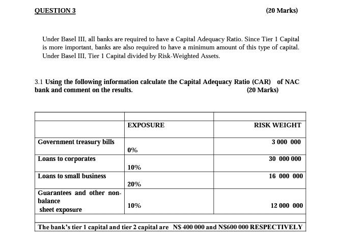 Solved Under Basel III, all banks are required to have a | Chegg.com