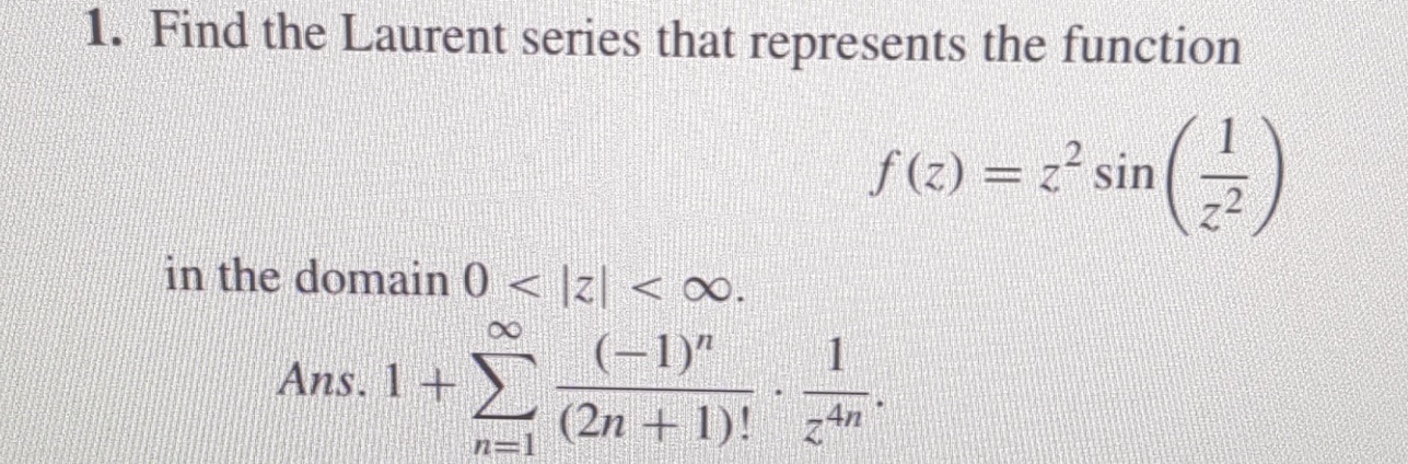 Solved Find the Laurent series that represents the | Chegg.com