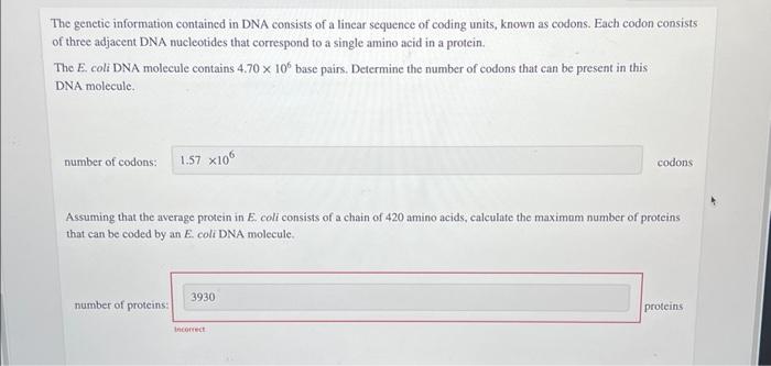 Solved The genetic information contained in DNA consists of | Chegg.com