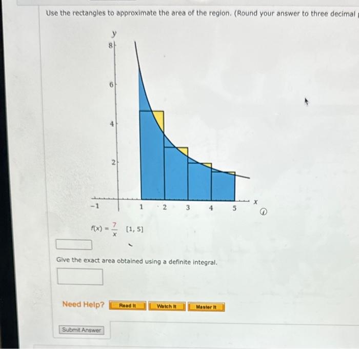 Solved Use the rectangles to approximate the area of the | Chegg.com