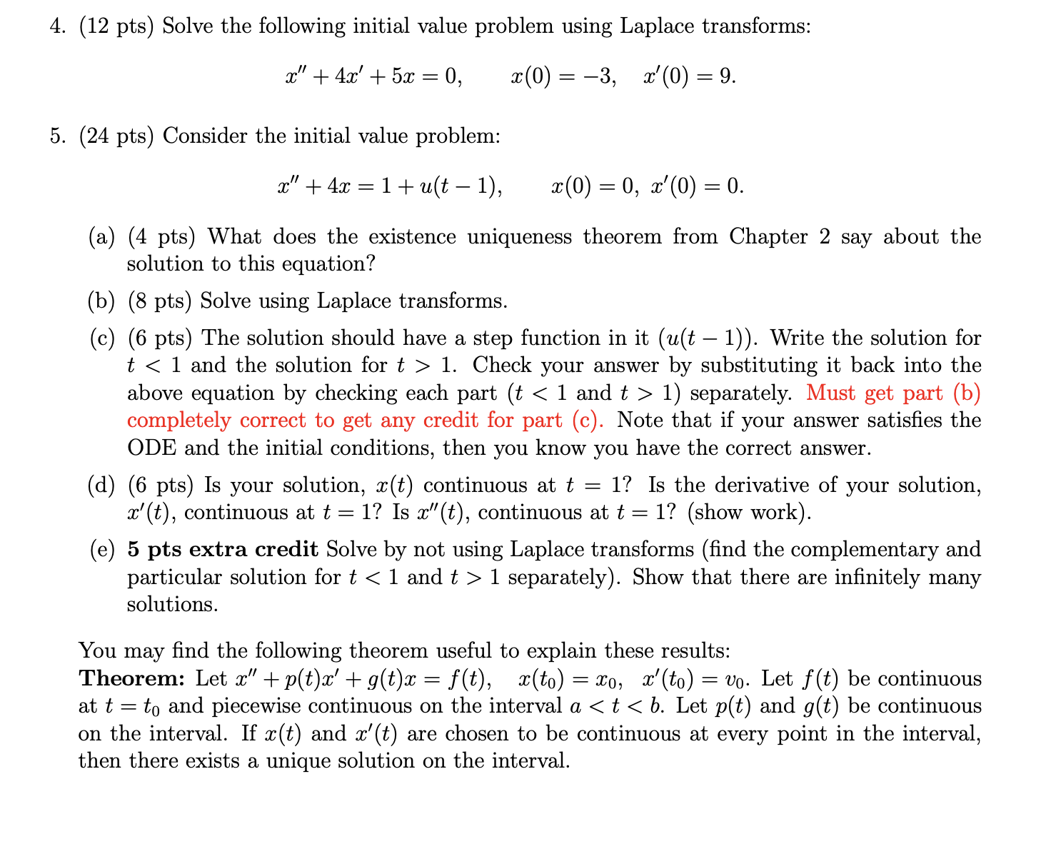 Solved (12 pts) ﻿Solve the following initial value problem | Chegg.com