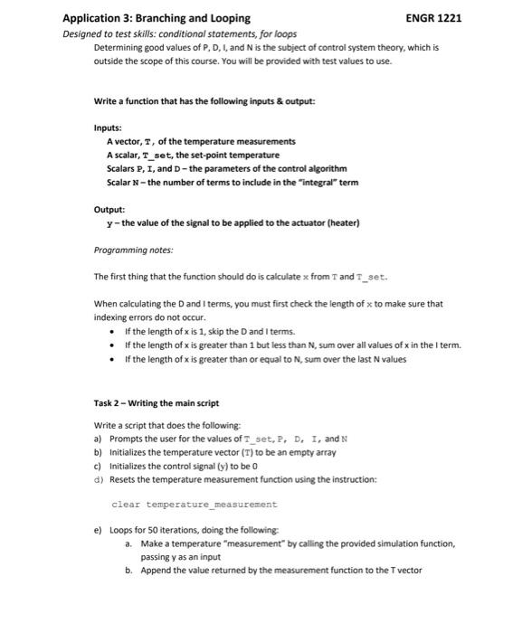 Solved Engr 1221 Application 3 Branching And Looping 