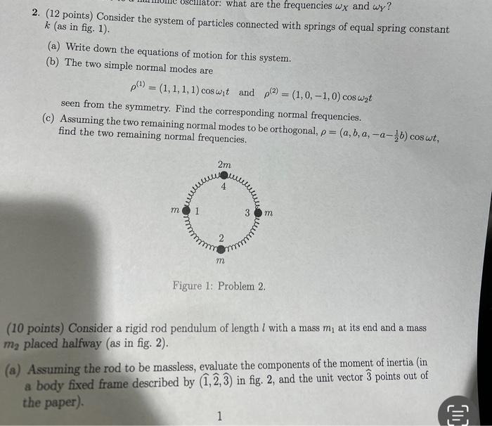 Solved 2. (12 points) Consider the system of particles | Chegg.com Solved 2. (12 points) Consider the system of particles | Chegg.com