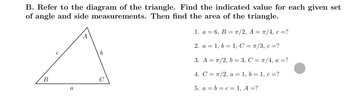Solved B. ﻿Refer to the diagram of the triangle. Find the | Chegg.com