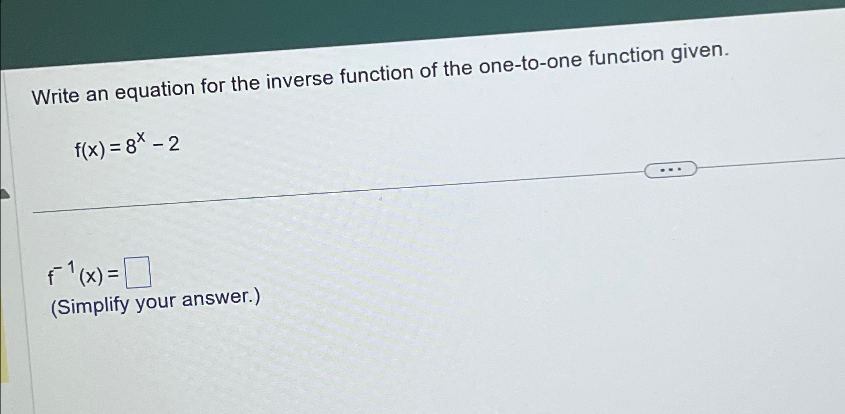 Solved Write an equation for the inverse function of the | Chegg.com