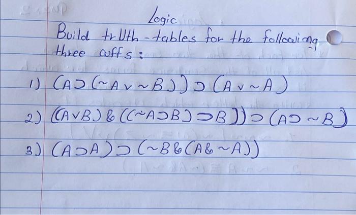 Solved Logic Build tr Uth - tables for the following three | Chegg.com