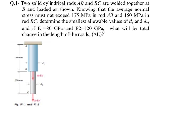 Solved 2.1- Two solid cylindrical rods AB and BC are welded | Chegg.com