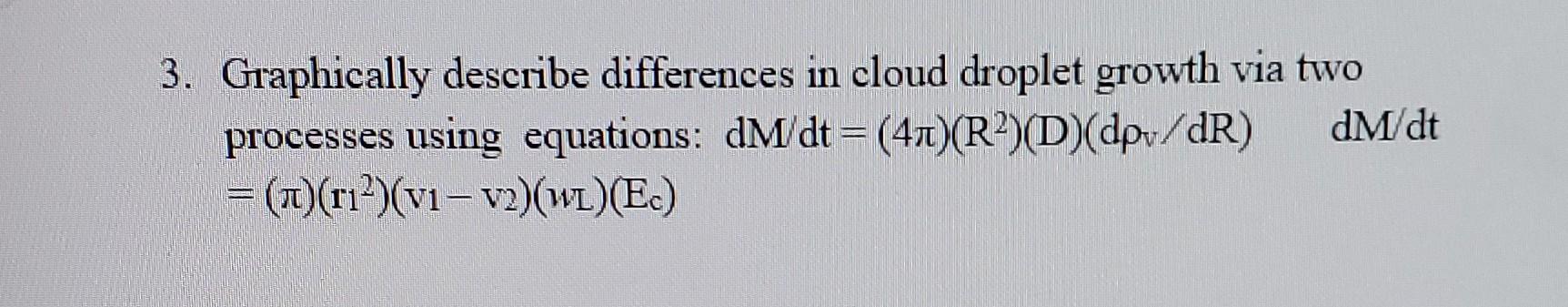 Solved 3. Graphically describe differences in cloud droplet | Chegg.com