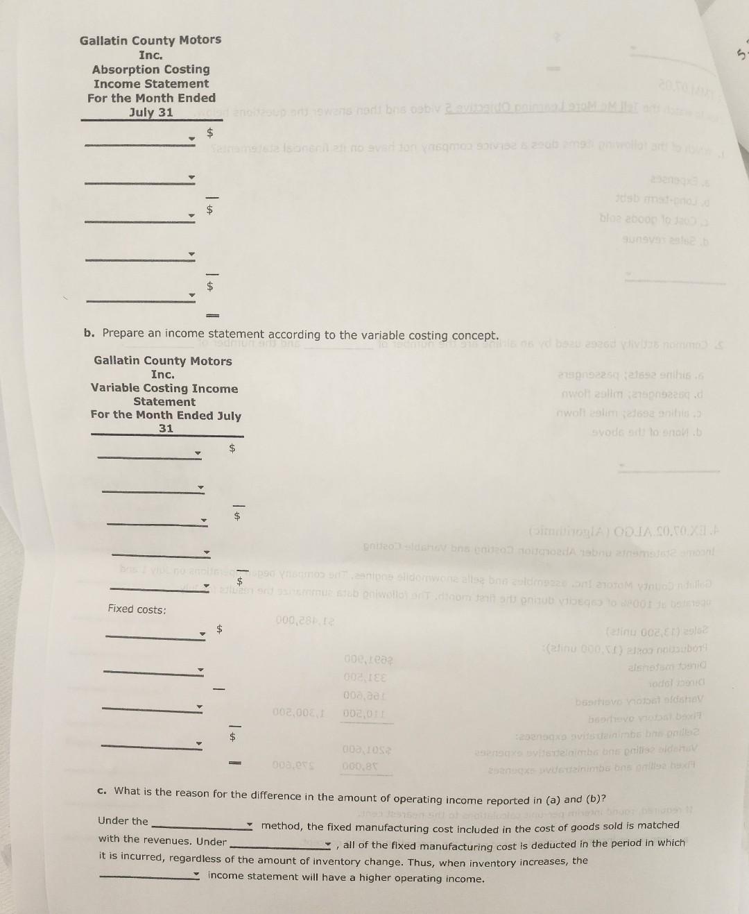 Solved 2. EX.07.05.ALGO (Algonithmic) Variable Costing | Chegg.com