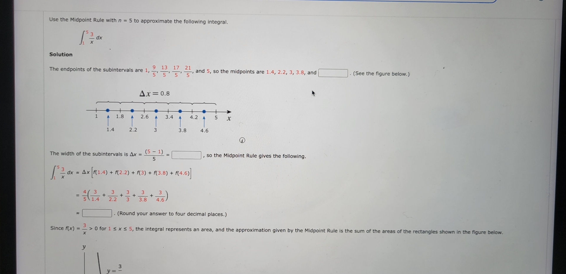 Solved Use the Midpoint Rule with n=5 ﻿to approximate the | Chegg.com