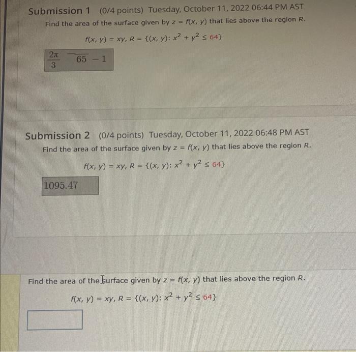 Solved Submission 1 (0/4 points) Tuesday, October | Chegg.com