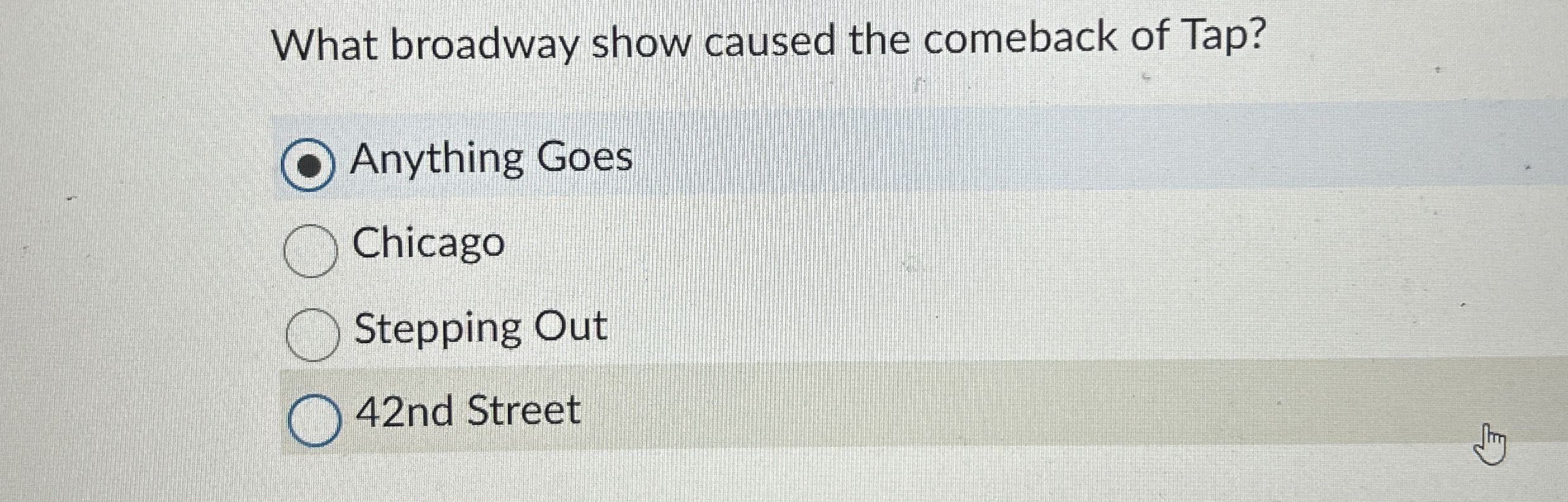 Solved What broadway show caused the comeback of | Chegg.com