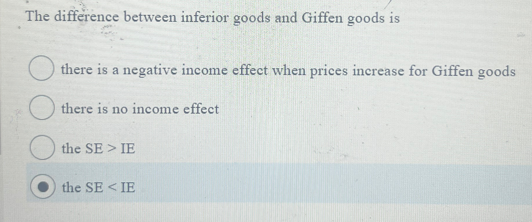 Solved The difference between inferior goods and Giffen | Chegg.com