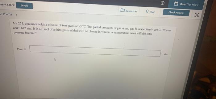 Solved ment Score: 96.6% Due: Thu, Nov Resources Hint on 22 | Chegg.com Solved ment Score: 96.6% Due: Thu, Nov Resources Hint on 22 | Chegg.com