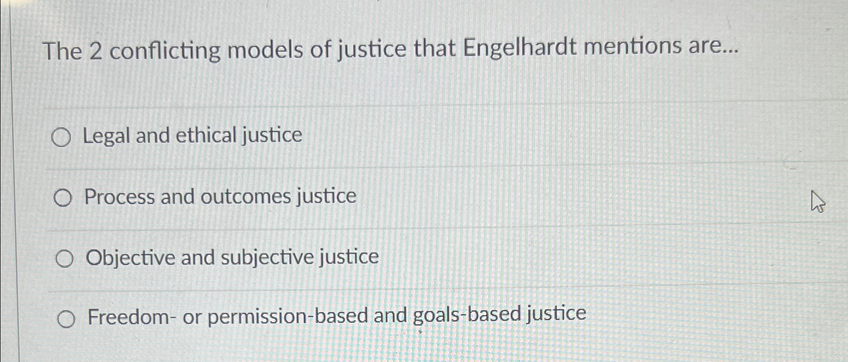 Solved The 2 ﻿conflicting models of justice that Engelhardt | Chegg.com