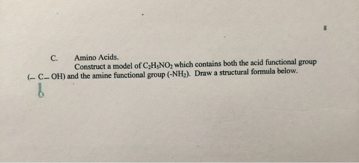 Solved Amino Acids. Construct a model of C2H3NO, which | Chegg.com