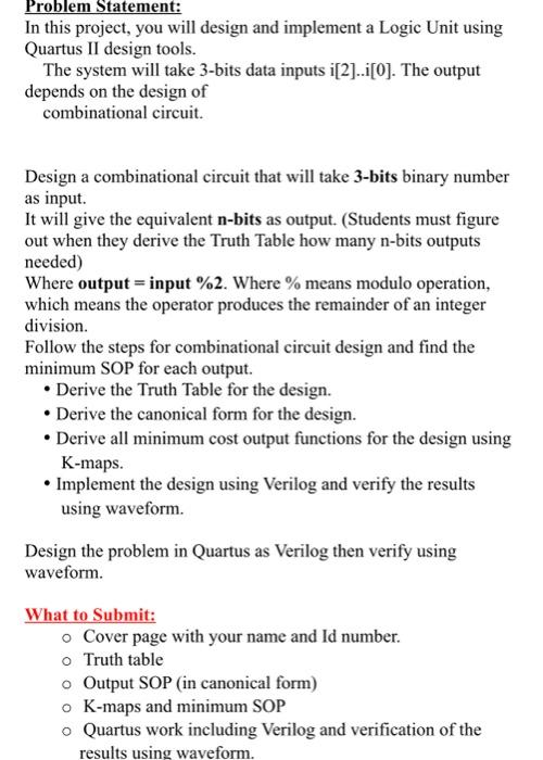 Solved Problem Statement: In this project, you will design | Chegg.com