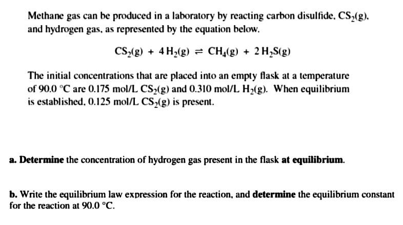 Solved Methane gas can be produced in a laboratory by | Chegg.com