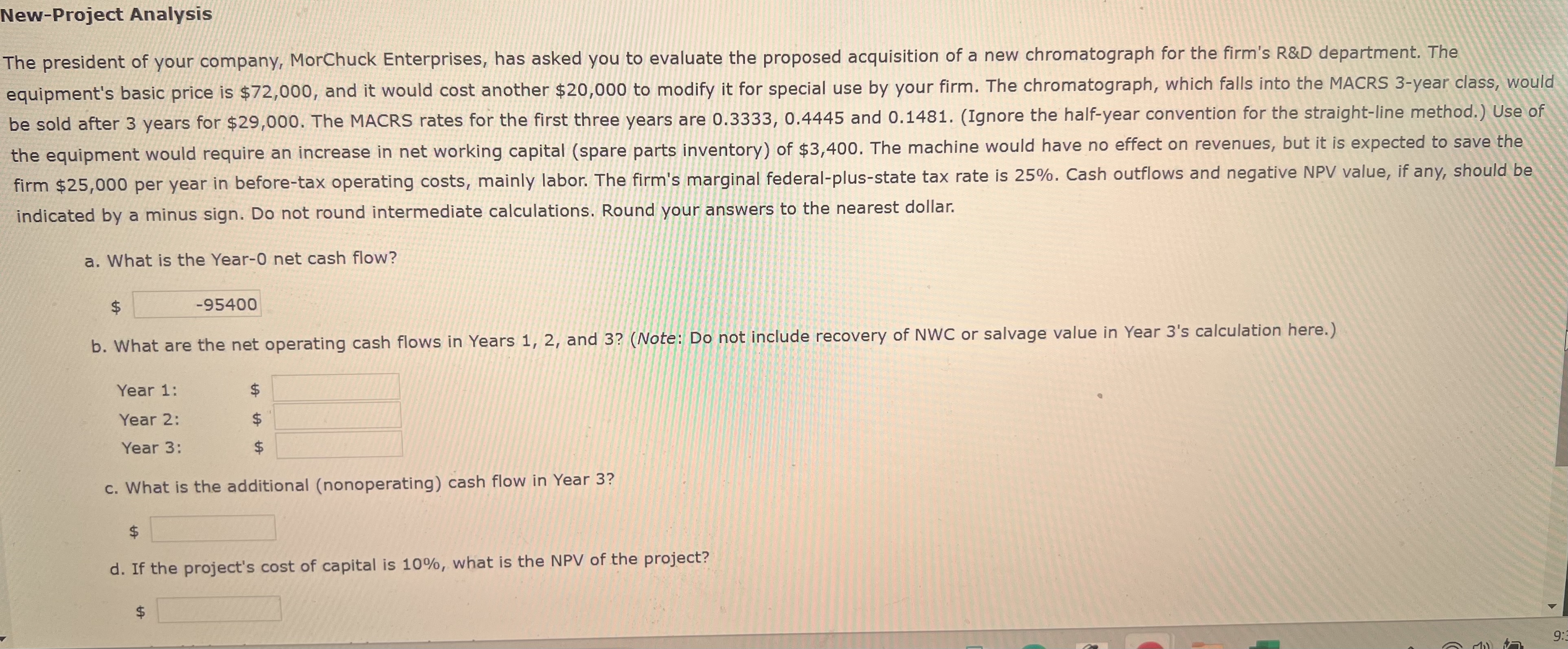 Solved New-Project AnalysisThe president of your company, | Chegg.com