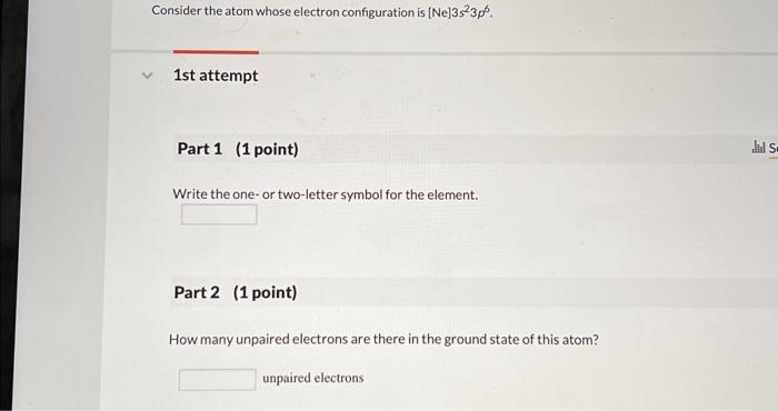 Solved Consider the atom whose electron configuration is | Chegg.com