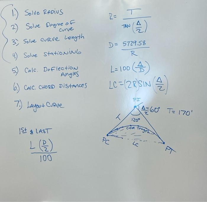 Solved Solve RADIUS R- TAN 2.) Solve Degree of curve 3) | Chegg.com